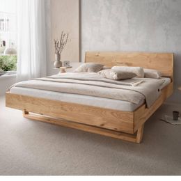Pharao24.de Doppelbett Holzbett in Wildeichefarben Kufengestell aus Holz