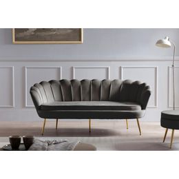 3-Sitzer Salesfever "Clam Komfortsofa", schwarz, B:180cm H:78cm T:76cm, Samtvelours (100% Polyester), Sofas, Extravagantes Muscheldesign: 180 cm Breite