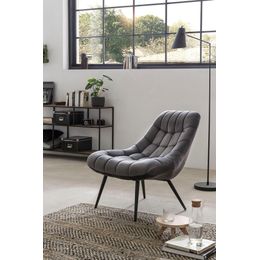 Relaxsessel Salesfever "Toulon - Komfortabler Loungesessel", grau (grau, schwarz), B:76cm H:85cm T:85,6cm, Sessel, Relaxsessel, mit XXL-Steppung, mit schwarzen oder naturfarbenen Beinen