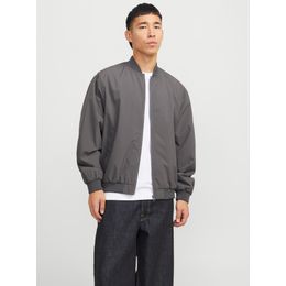 Jack & Jones Bomberjacke JACK & JONES "JJECHARGE BOMBER JACKET NOOS", Herren, Gr. XL, grau (castlerock), Web, Obermaterial: 100% Polyester, unifarben, regular fit taillenbedeckt, ohne Ausschnitt, Rippbündchen, Jacken, mit Rippbündchen