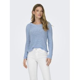 Strickpullover Only "ONLGEENA XO L/S PULLOVER KNT NOOS", Damen, Gr. XL, blau (clear sky), Strick, Obermaterial: 65% Polyacryl, 35% Polyamid, unifarben, regular fit Po-bedeckend, Rundhals, Rippstrickb&uuml;ndchen, Pullover Strickpullover, mit Rundhalsausschnitt