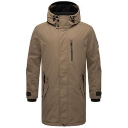 Kurzmantel STONE HARBOUR "Lanzoo", Herren, Gr. XL (54), grau (stein), Obermaterial: 100% Polyester, Futter: 100% Polyester, Ärmelfutter: 100% Polyester, Wattierung: 100% Polyester, gerade ca. Mitte Oberschenkel, hoch geschlossener Ausschnitt, mit Knöpfen,verstellbar Rippstrickbündchen mit Druckknöpfen,verstellbar, Mäntel, Cooler Herren Übergangsmantel mit großer Kapuze