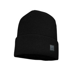 Beanie MaxiMo, Jungen, Gr. 53, schwarz, Strick, Baumwolle, unifarben, Mützen, Strick, breiter Umschlag, gefüttert, wärmend, weich, unifarben