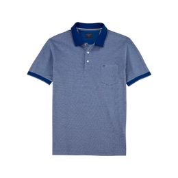 Poloshirt OLYMP "Casual", Herren, Gr. M, blau, Piqu&eacute;, Obermaterial: 100% Baumwolle, Shirts, Two-Tone Piqu&eacute;, Seitenschlitzen im Saum