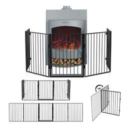 Juskys Metall Kaminschutzgitter 300 x 76 cm klappbar &ndash; Schutzgitter f&uuml;r Tiere &ndash; inkl. T&uuml;r