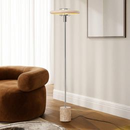 LINDBY Stehleuchte Branford, Retro, beige, Metall/Travertin