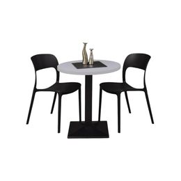 58 aufm Kessel BARTISCH rund Elanur 70 cm schwarz matt/aqua matt lack | Gr.: onesize