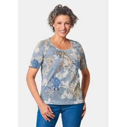 GOLDNER Druckshirt mit Perlen in kitt / blau | Gr.: 38