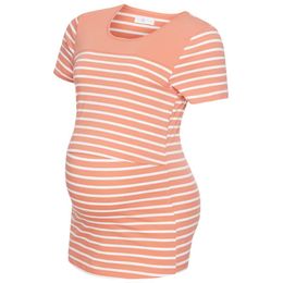 neun 9 monate Umstandsshirt in aprikot geringelt | Gr.: 40-42