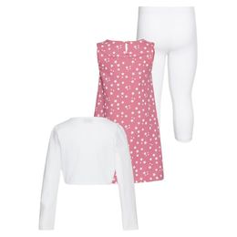Kidsworld Bolero, Kleid & Leggings in pink / wei&szlig; | Gr.: 104/110
