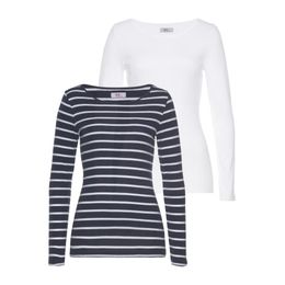Flashlights Langarmshirt in marine-wei&szlig;-gestreift, wei&szlig; | Gr.: 52/54