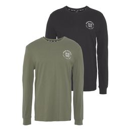 H.I.S. Langarmshirt in schwarz, oliv | Gr.: L