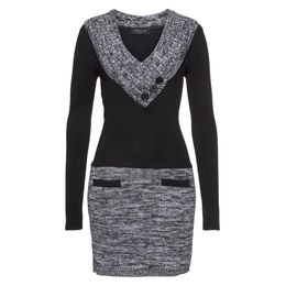 Melrose Strickkleid in schwarz-melange | Gr.: 42