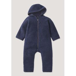 hessnatur Wollfleece Overall in dunkelblau | Gr.: 50/56