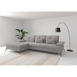 Sit & More Ecksofa SIT & MORE "Amica, L-Form, inkl. Sitztiefenverstellung & Armteilverstellung", grau (hellgrau), B:279cm H:90cm T:185cm, 100% Polyester, Sofas, Ecksofa, wahlweise mit Bettfunktion, Bettkasten und Kopfteilverstellung