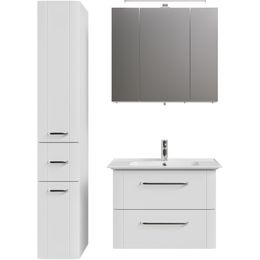 Badmöbel-Set SAPHIR "Badmöbel-Set Serie 3006 3-teilig Keramik-Waschtisch mit Spiegelschrank", weiß, B:80cm H:57,4cm T:46,8cm, Spanplatte, Kastenmöbel-Sets, Badezimmer-Set mit Hochschrank, inkl. Türdämpfer