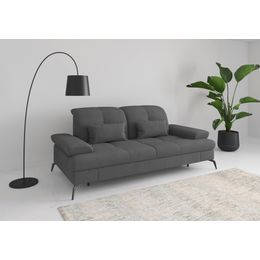 Sit & More 3-Sitzer SIT & MORE "Amica, inkl. Sitztiefenverstellung und Armteilverstellung", grau, B:212cm H:90cm T:122cm, 90% Polyester, 10% Polyamid, Sofas, wahlweise mit Kopfteilverstellung und Bettfunktion