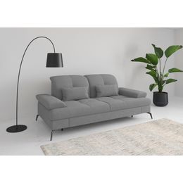 Sit & More 3-Sitzer SIT & MORE "Amica, inkl. Sitztiefenverstellung und Armteilverstellung", grau, B:212cm H:90cm T:122cm, 100% Polyester, Sofas, wahlweise mit Kopfteilverstellung und Bettfunktion