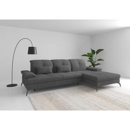 Sit & More Ecksofa SIT & MORE "Amica, L-Form, inkl. Sitztiefenverstellung & Armteilverstellung", grau, B:279cm H:90cm T:185cm, 90% Polyester, 10% Polyamid, Sofas, Ecksofa, wahlweise mit Bettfunktion, Bettkasten und Kopfteilverstellung