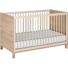 Babybett GAMI, B:74cm H:86cm L:144cm T:144cmeiche bocage nachbildung, greige, Spanplatte, Babybetten, "CALYPSO BABYBETT", Zum „Little Bed“ umbaubar
