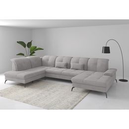Sit & More Wohnlandschaft SIT & MORE "Amica, U-Form, inkl. Sitztiefenverstellung und Armteilverstellung", silber, B:357cm H:90cm T:231cm, 90% Polyester, 10% Polyamid, Sofas, Wohnlandschaft, wahlweise mit Kopfteilverstellung, Bettfunktion und Bettkasten