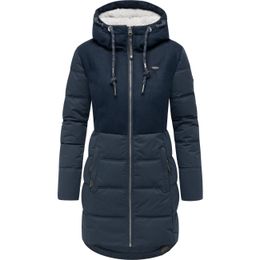 Winterjacke Ragwear "Ashani Block Intl.", Damen, Gr. M (38), navy, Obermaterial 1: 100% Polyester; Obermaterial 2: 100% Polyester; Innenfutter: 100% Polyester; Wattierung: 100% Polyester; Ärmelfutter: 100% Polyester, figurbetont Po-bedeckend, Ärmel ohne Ärmelschlitz Strickbündchen, Jacken, stylischer Winterparka mit gefütterter Kapuze