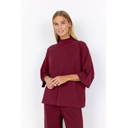 Shirtbluse soyaconcept "SC-BANU 261", Damen, Gr. XXL, rot (dunkelrot), Jersey, Obermaterial: 48% Modal, 48% Polyester, 4% Elasthan, unifarben, normal, Neckholder, Blusen