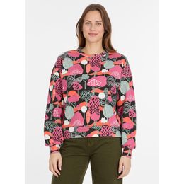 Sweatshirt Ragwear "WUSS PRINT", Damen, Gr. L, schwarz, Sweatware, Obermaterial: 70% Baumwolle, 30% Polyester, figurumspielend h&uuml;ftlang, Rundhals, B&uuml;ndchen, Sweatshirts Sweatshirt