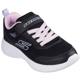 Sneaker Skechers "SELECTORS", Mädchen, Gr. 33, schwarz (schwarz, rosa), Lederimitat, Textil, Schuhe, Slip-On Sneaker mit Klettverschluss, Größenschablone zum Download