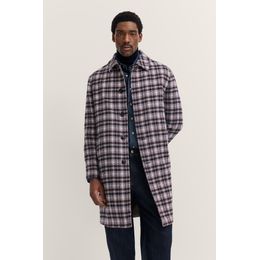 Langmantel Bugatti "Wollmix", Herren, Gr. 46, grau (250, grau), 60% Wolle, 30% Polyester, 10% sonstige Fasern, kariert, normal, normaler Saum, Mäntel, kariert mit Umlegekragen und Modern Fit