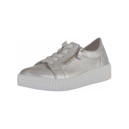 Sneaker Gabor "Gabor Sneaker Leder", Damen, Gr. 37,5, silber, Leder, Schuhe Sneaker
