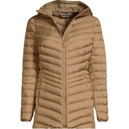LANDS' END Daunenjacke WANDERWEIGHT Verstaubar Ultraleicht mit Kapuze, Damen,  Beige, Nylon/Daunen, by Lands' End