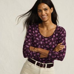 LANDS' END Baumwolle/Modal-Shirt mit Ballett-Ausschnitt, Damen,  Rot, Baumwolle Modal, by Lands' End