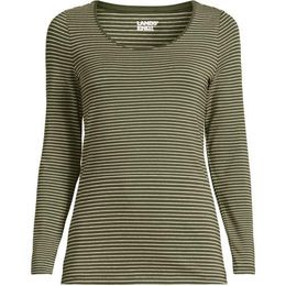LANDS' END Baumwolle/Modal-Shirt mit Ballett-Ausschnitt, Damen,  Gr&uuml;n, Baumwolle Modal, by Lands' End
