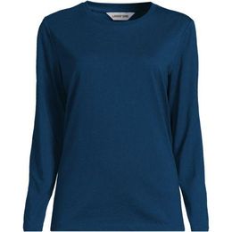 LANDS' END Lang&auml;rmeliges Supima-Shirt mit Rundausschnitt, Damen,  Blau, by Lands' End
