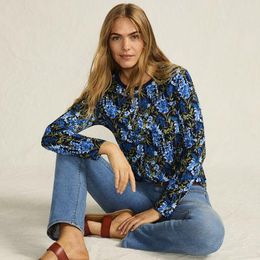 LANDS' END Lang&auml;rmeliges Supima-Shirt mit Rundausschnitt, Damen,  Blau, by Lands' End