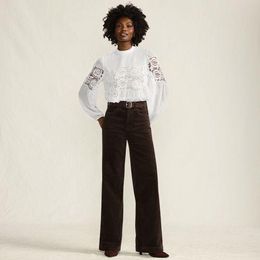 LANDS' END Breitcord-Hose High Waist mit weitem Bein, Damen,  Braun, Elasthan/Baumwoll-Mischung, by Lands' End