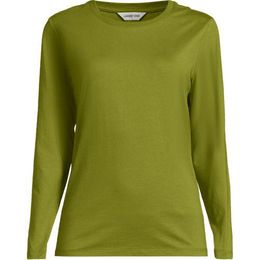 LANDS' END Langärmeliges Supima-Shirt mit Rundausschnitt, Damen,  Grün, by Lands' End