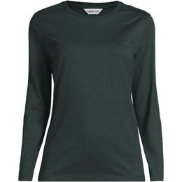 LANDS' END Lang&auml;rmeliges Supima-Shirt mit Rundausschnitt, Damen,  Gr&uuml;n, by Lands' End
