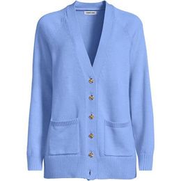 LANDS' END Relaxter V-Cardigan DRIFTER, Damen,  Blau, Baumwolle, by Lands' End