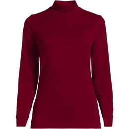 LANDS' END Baumwoll-Stehkragenshirt, Damen,  Rot, Baumwolle, by Lands' End