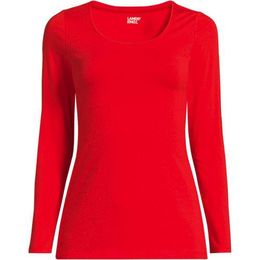 LANDS' END Baumwolle/Modal-Shirt mit Ballett-Ausschnitt, Damen,  Rot, Baumwolle Modal, by Lands' End