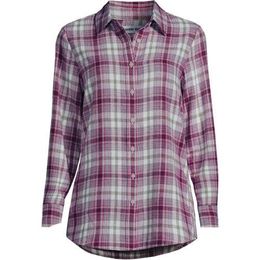 LANDS' END Boyfriend-Bluse aus Flanell, Damen,  Wei&szlig;, Baumwolle, by Lands' End