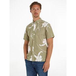 Tommy Hilfiger Kurzarmhemd »LARGE TROPICAL PRT SHIRT« kontrastfarbener Blumenprint Faded Olive / Optic White XL - N-Gr N-Gr XL Hemd von Tommy...