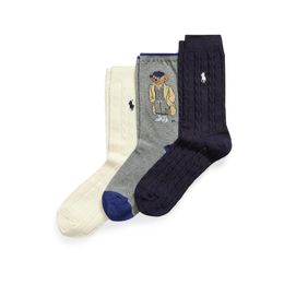 Polo Ralph Lauren Socks 'FALL BEAR' female Beige, Blue, Grey size 9/11