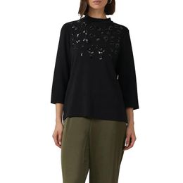 s.Oliver BLACK LABEL 3/4-Arm-Shirt mit Pailletten und feinem hohem Kragen BLACK 34 34 T-Shirt von s.Oliver BLACK LABEL
