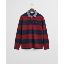 Gant Langarm-Poloshirt »REG CHAMBRAY STRIPE HEAVY RUGGER« PLUMPED RED 3XL 3XL Poloshirt von Gant