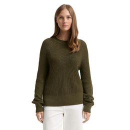 Tom Tailor Denim Strickpullover mit Strick-Struktur Grape Leaf Green S (36) S (36) V-Ausschnitt-Pullover von Tom Tailor Denim