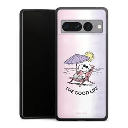 DeinDesign Google Pixel 7 Pro Handy Premium Silikon H&uuml;lle Handyh&uuml;lle schwarz Case Snoopy Official Licensed Product Peanuts Silikon Premium Case