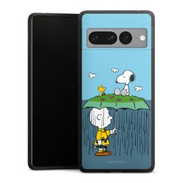 DeinDesign Google Pixel 7 Pro Handy Premium Silikon H&uuml;lle Handyh&uuml;lle schwarz Case Peanuts Children Snoopy Silikon Premium Case